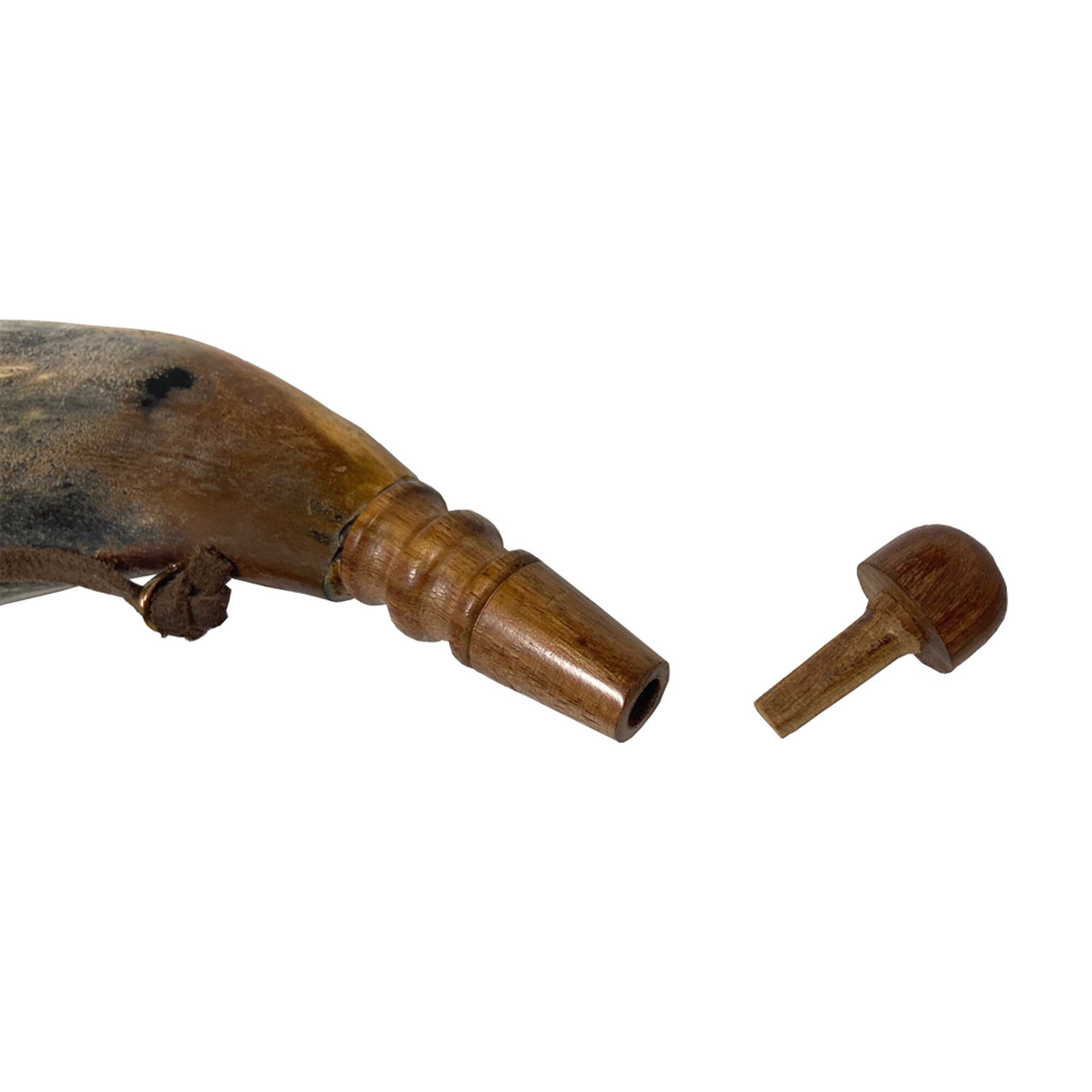 8-3/4" Flat Primer Horn With Wooden End and Plug - Antique Vintage ...