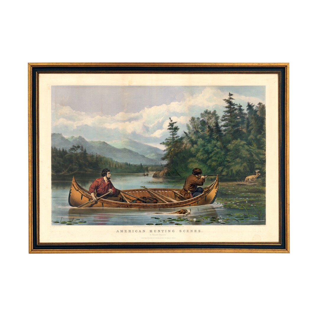 A Good Chance Currier & Ives American Hunting Scene Famed Reproduction ...
