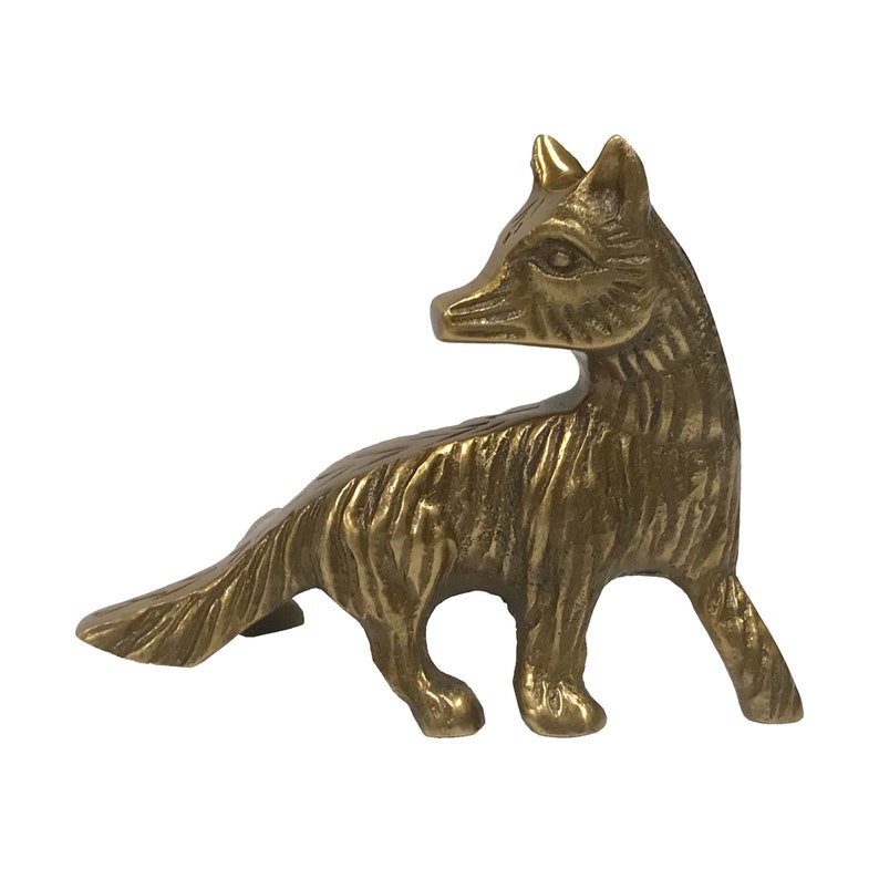 4-1/4" Antiqued Brass Fox Figurine, Vintage Style Desk Decor or Gift - Etsy