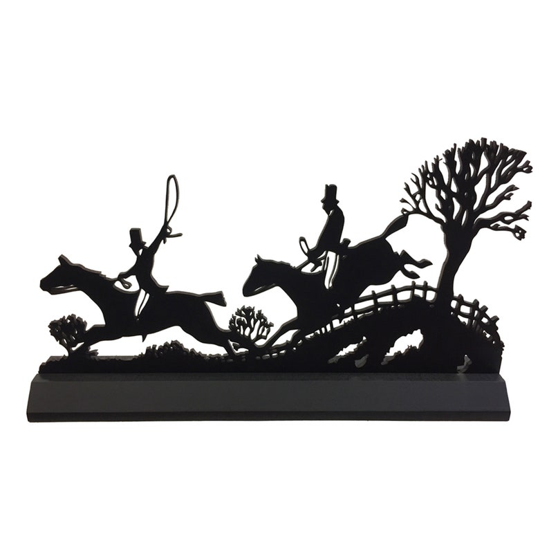 Fox Hunt "over the Fence" Wood Silhouette- Equestrian Tabletop Decor - Etsy