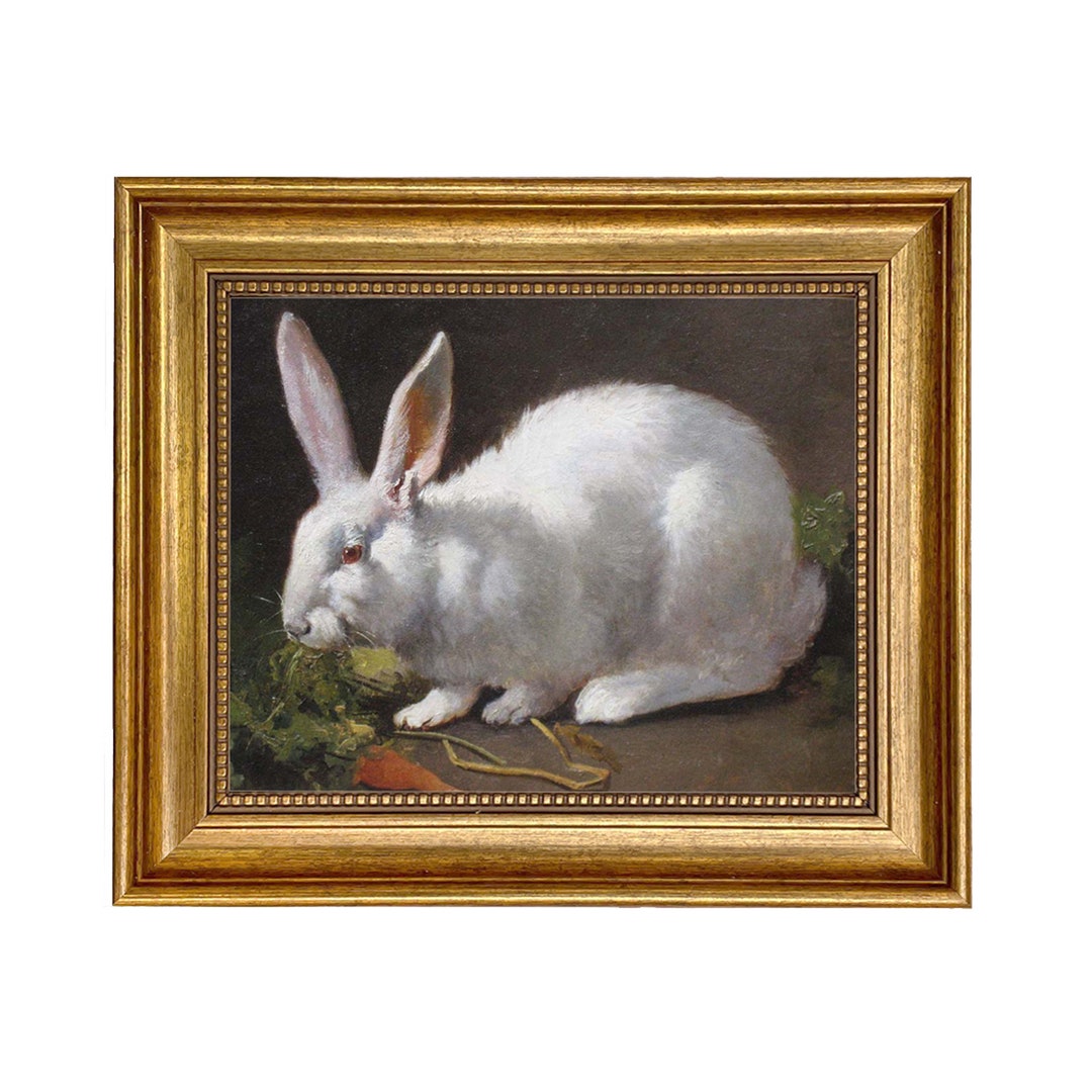 White Rabbit Oil Painting Print on Canvas in Antiqued Gold Frame - Etsy