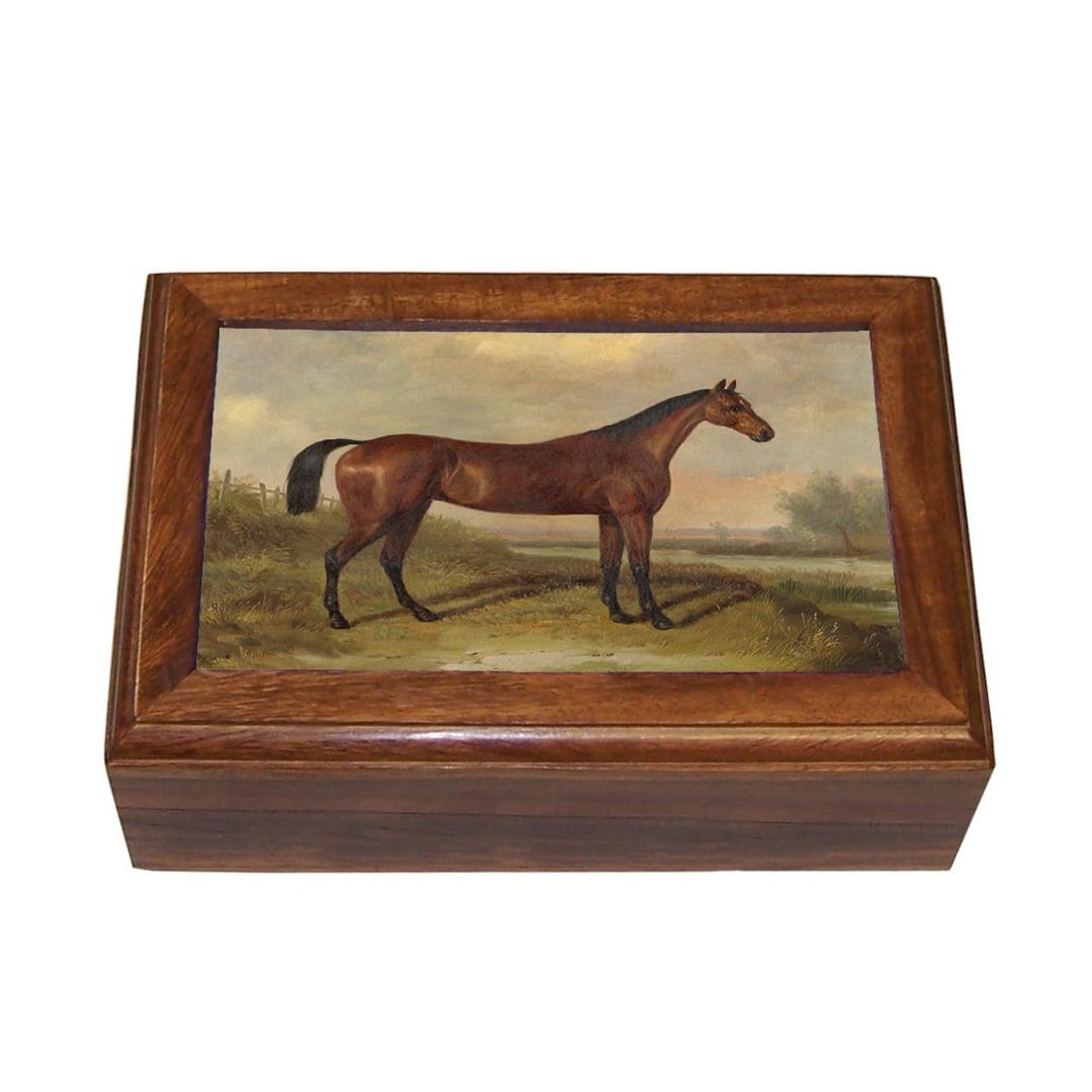 Hunter in a Landscape Equestrian Decorative Wood Trinket Box, 4 Styles ...