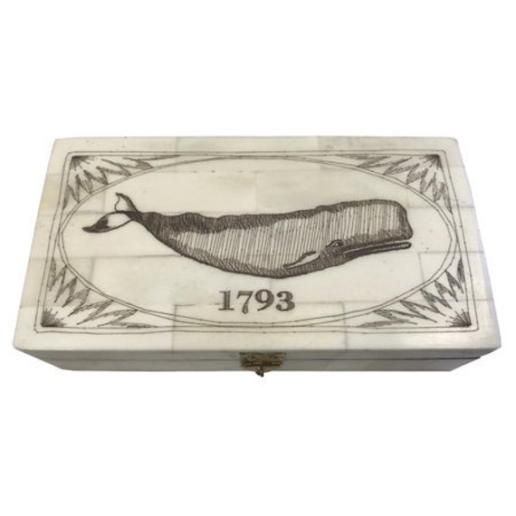 6-1/4 Whale 1793 Engraved Scrimshaw Bone Box Antique - Etsy