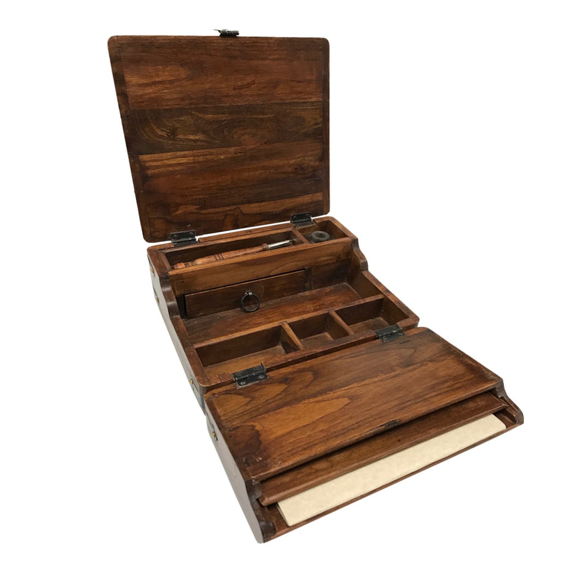 10-1/2 Writing Lap Desk Antiqued Teak Wood Aged Paper - Etsy