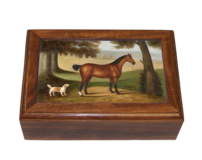 Equestrian Leather Box With Brass Stirrup and Horse Bit, 5,7" Diameter ...