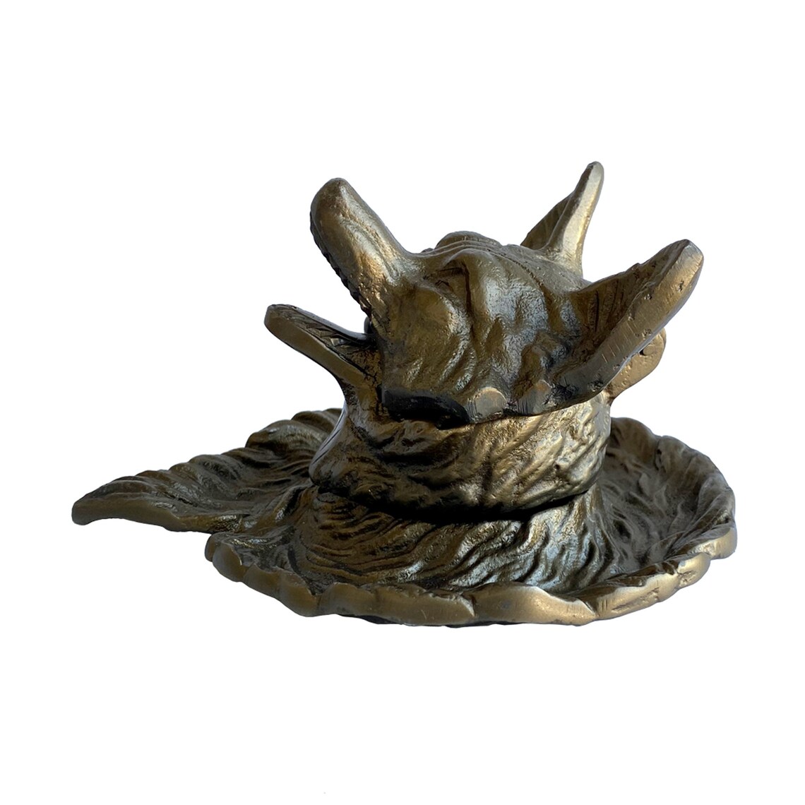 Antique Reproduction Brass Fox Head Inkwell: Equestrian Office Decor - Etsy