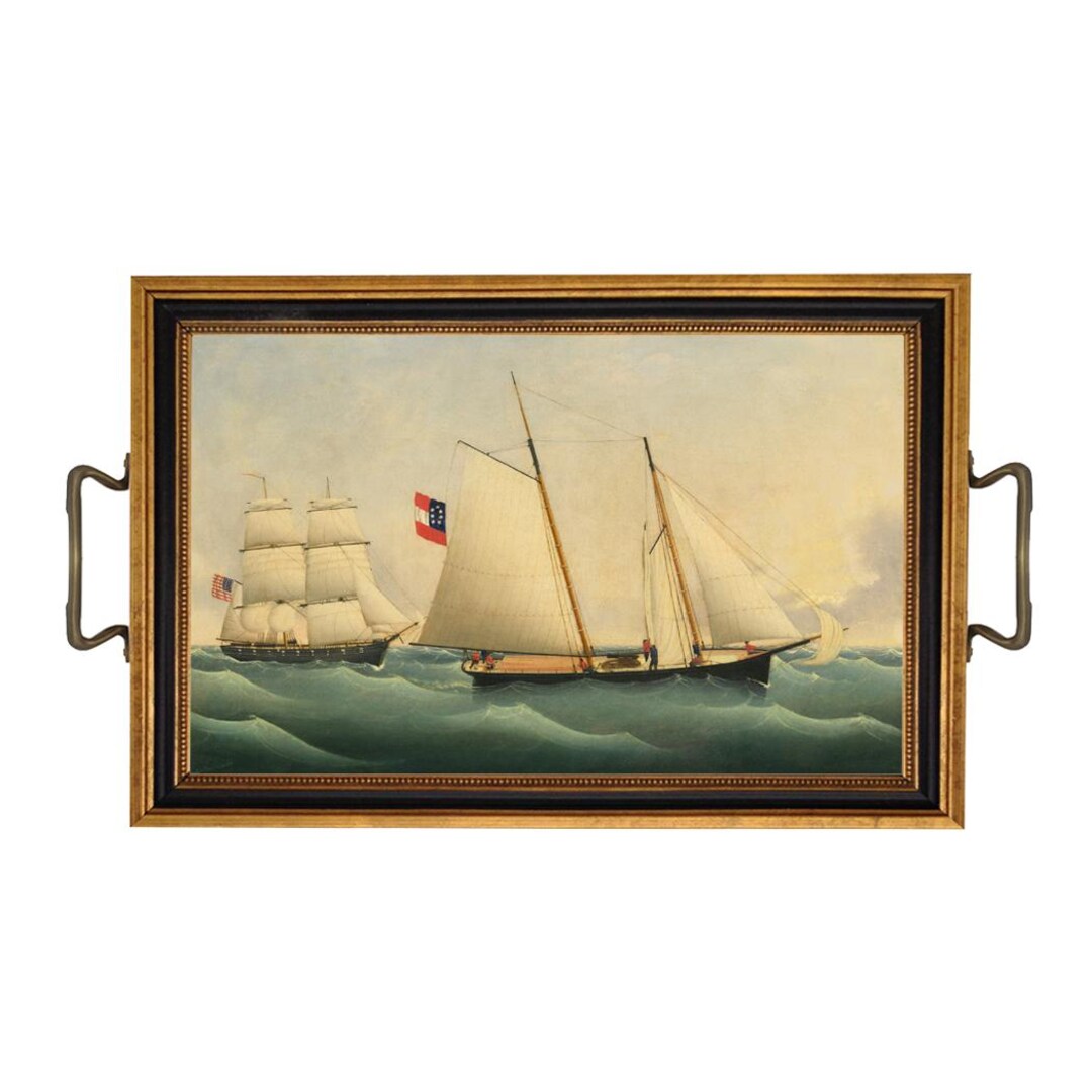 Folk Art Sailing Ship Tray, Coastal Nautical Home Decor - Etsy