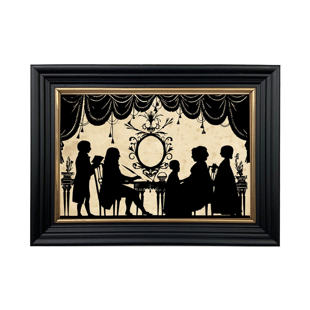 Parlor Time Framed Paper Cut Silhouette, Early American, Colonial ...