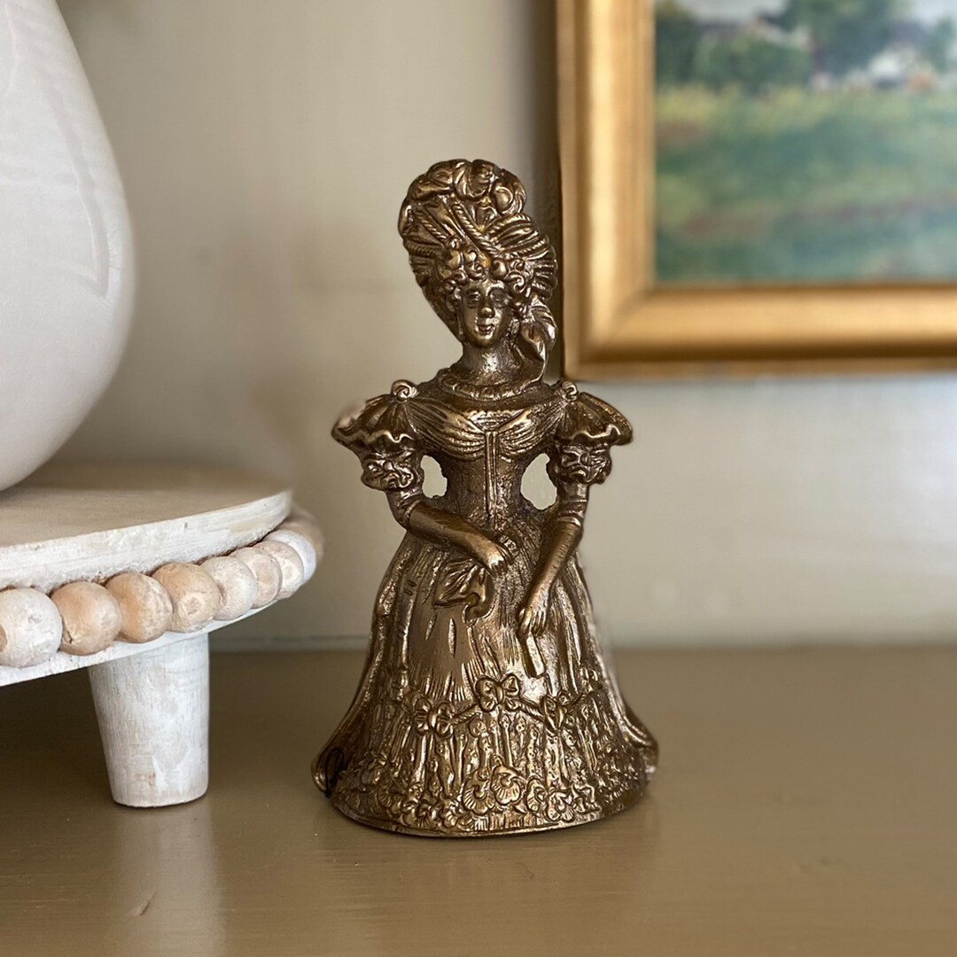 Antiqued Brass Colonial Lady Table Bell, Antique Vintage Style, Dinner ...