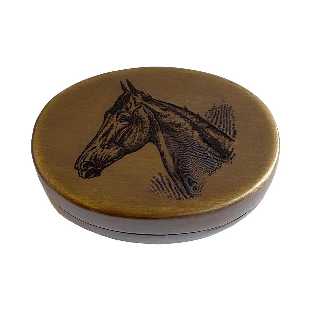 Antiqued Brass Horse Head Pill Box: Equestrian Gift, Pocket Size - Etsy