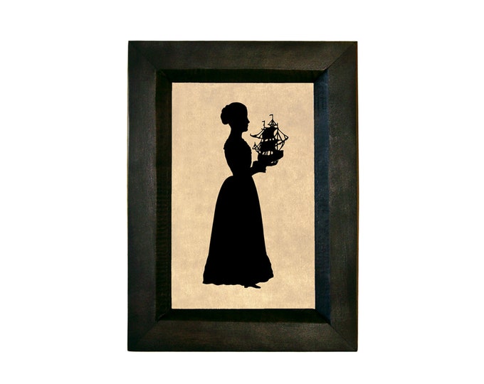 Fantastic Antique Silhouette Family Picture Mid 1800’s Original Wood ...