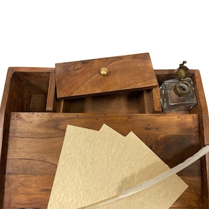 14-1/4" Colonial Style Wooden Writing Desk, Antique Style Writing Box ...