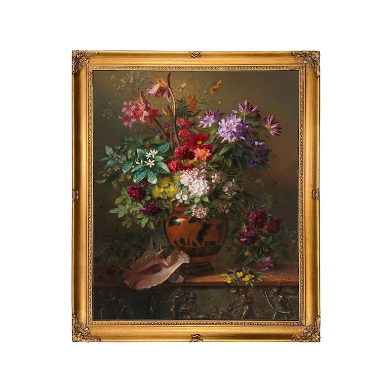 Dutch Floral Still Life Oil Painting Print, Gold Frame - Etsy