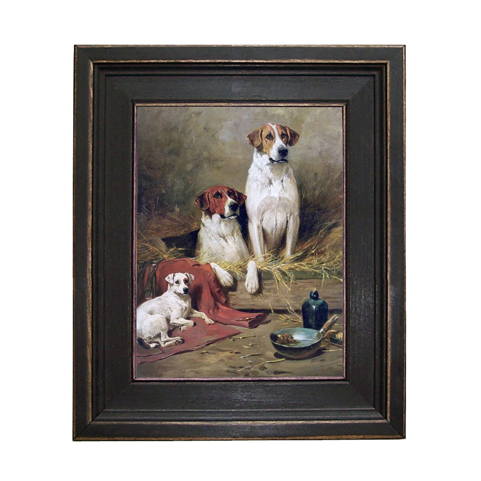Three Hounds Framed Oil Painting Print on Canvas, Framed Hunting Dog ...