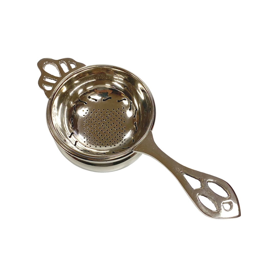 Nickel Plated Tea Strainer With Catch Bowl, Loose Tea Strainer, Tea Bag ...