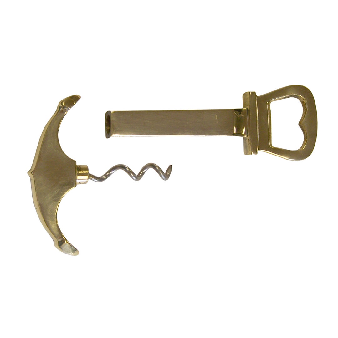 5" Solid Polished Brass Anchor Cork Screw and Bottle Opener, Nautical ...