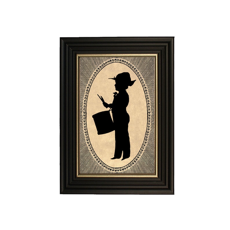 Framed Drummer Boy Silhouette Print, Americana Wall Art, Colonial Early ...