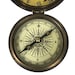 3 Antiqued Brass Compass and Clock With Hinged Lid, Antique ...