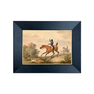 Set of 2 Small Equestrian Fox Chase Scenes Framed Behind Glass, Fox ...
