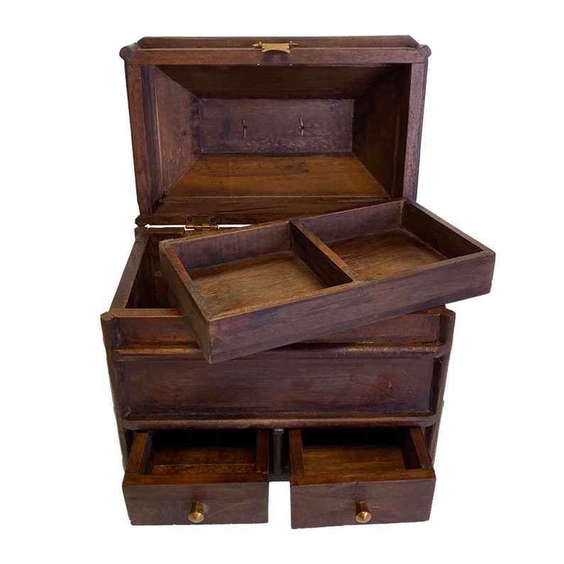 11" Portable British Campaign Chest, Antique Reproduction, Wooden Chest ...