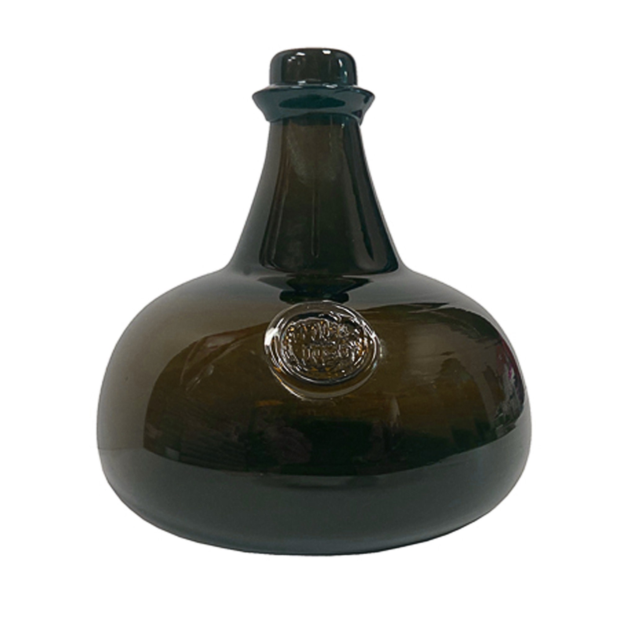 Hand-blown Dark Green Thick Glass Onion Bottle, 76-oz. Early American ...