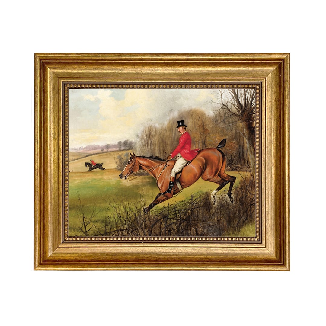 Over the Hedge Fox Hunt Scene Framed Oil Painting Print on Canvas ...