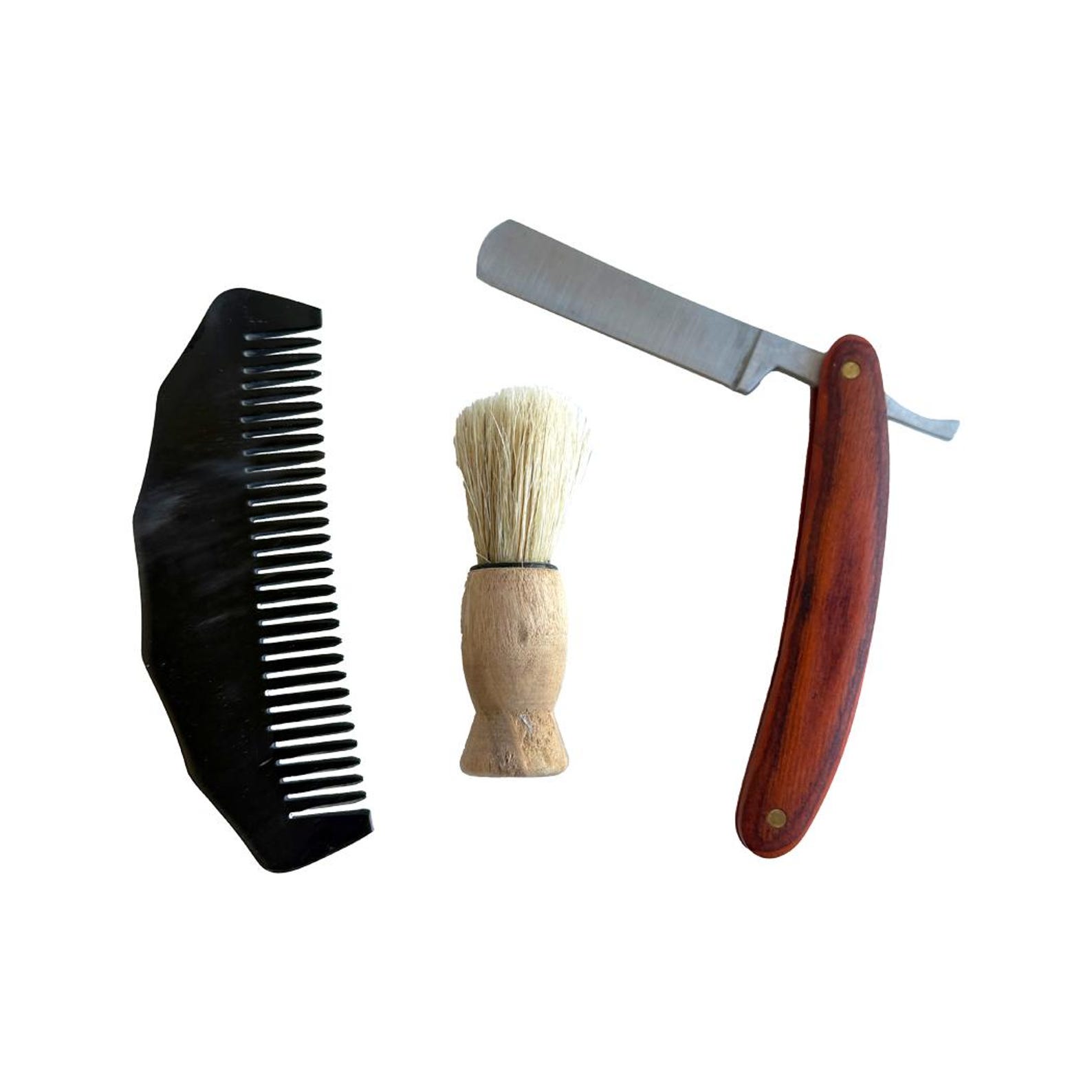 Colonial Wood Traveling Shaving Box With Accessories, Antique Style ...
