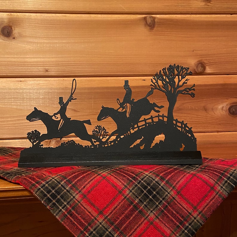 Fox Hunt "over the Fence" Wood Silhouette- Equestrian Tabletop Decor - Etsy