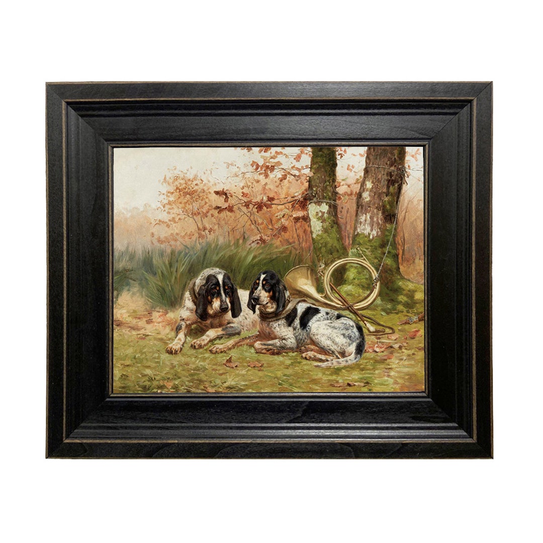 Bluetick Hounds at Rest by Jules Bertrand Gelibert Framed Oil Painting ...