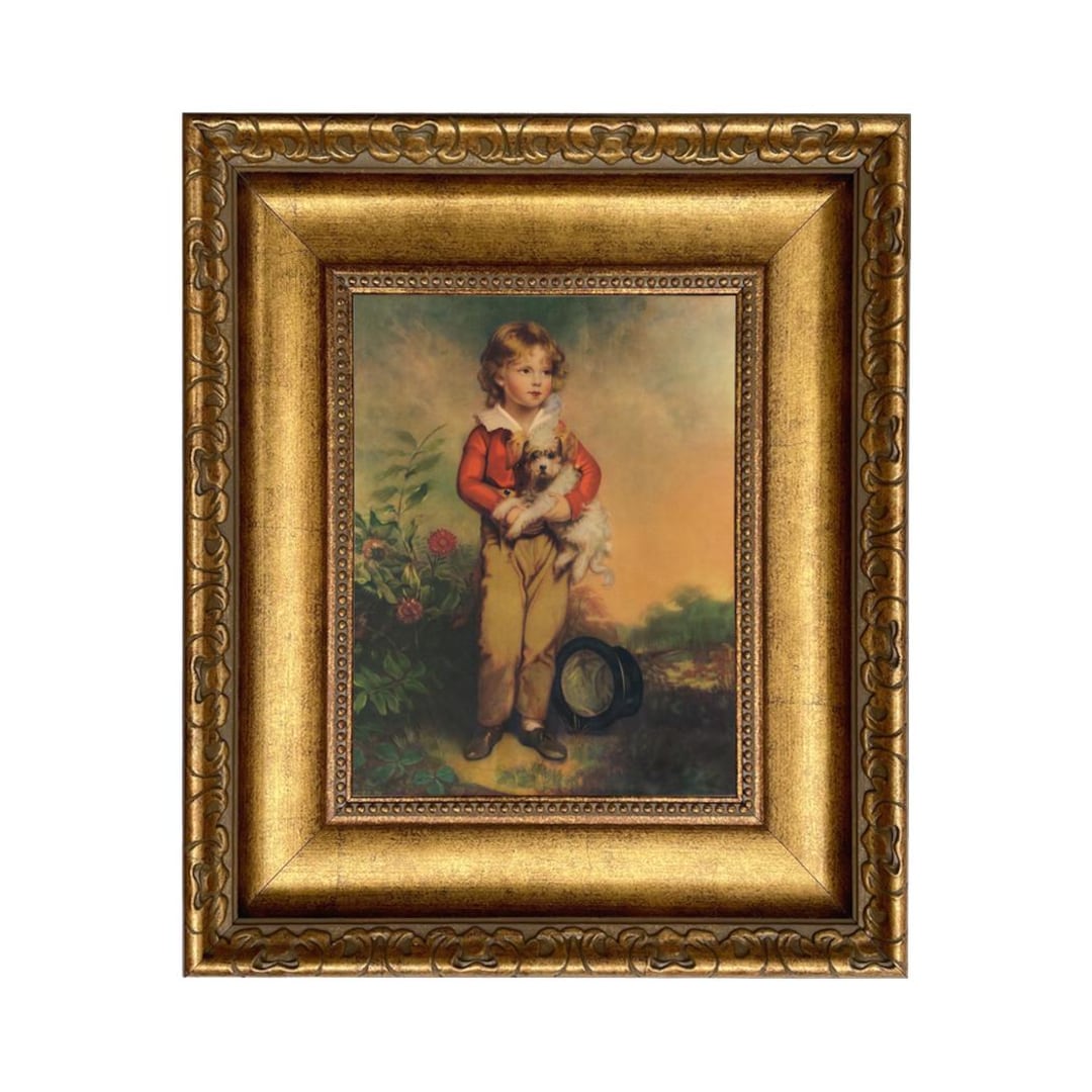Master Simpson Framed Canvas Print, Boy With Dog, Vintage Art Print - Etsy
