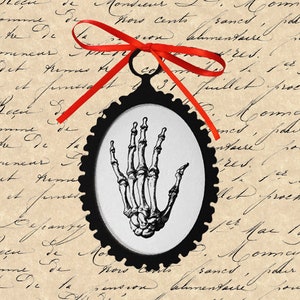 Set of 5 Halloween Skeleton Ornaments With Orange Ribbon Vintage Style ...