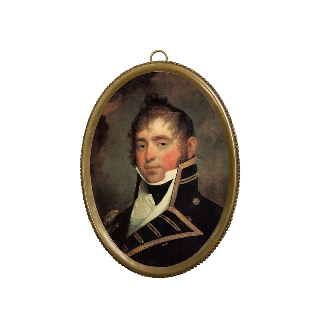 6-1/4" James Lawrence Print in Antiqued Beaded Brass Frame- Antique ...