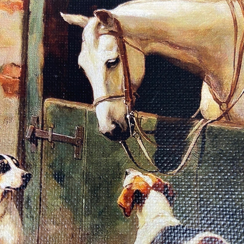 Dogs and Horse at Stable Oil Painting Reproduction Print on - Etsy ...
