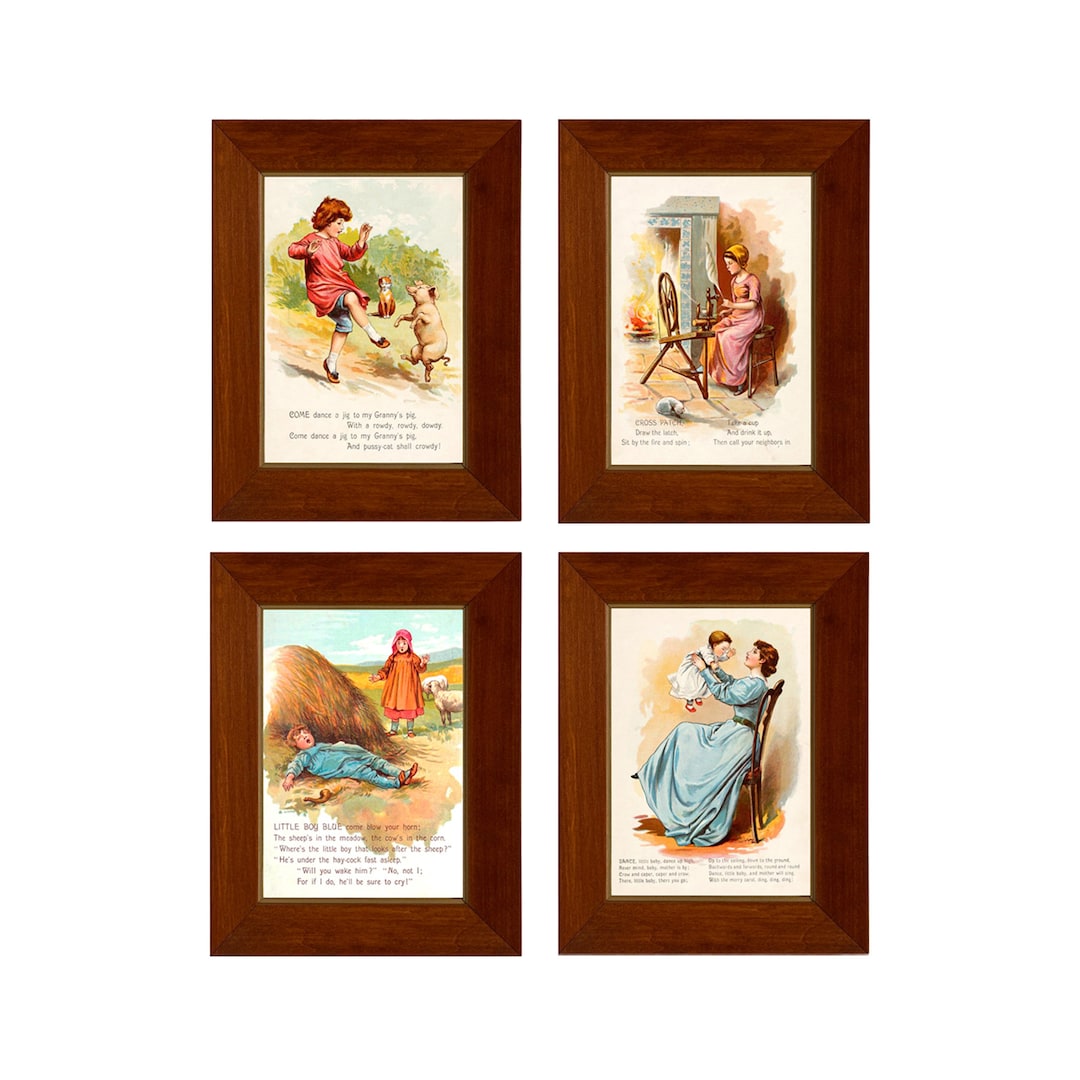 Nursery Rhyme Framed Wall Art, Nursery Gallery Wall, Nursery Wall Art ...