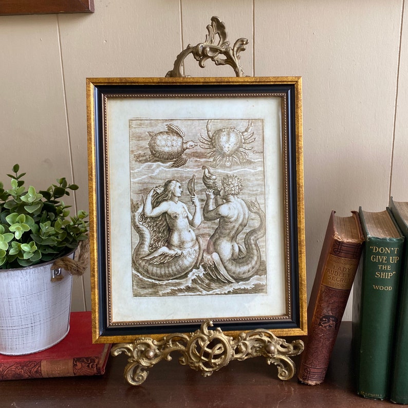 Framed Mermaid & Merman Print: Nautical Coastal Wall Art - Etsy