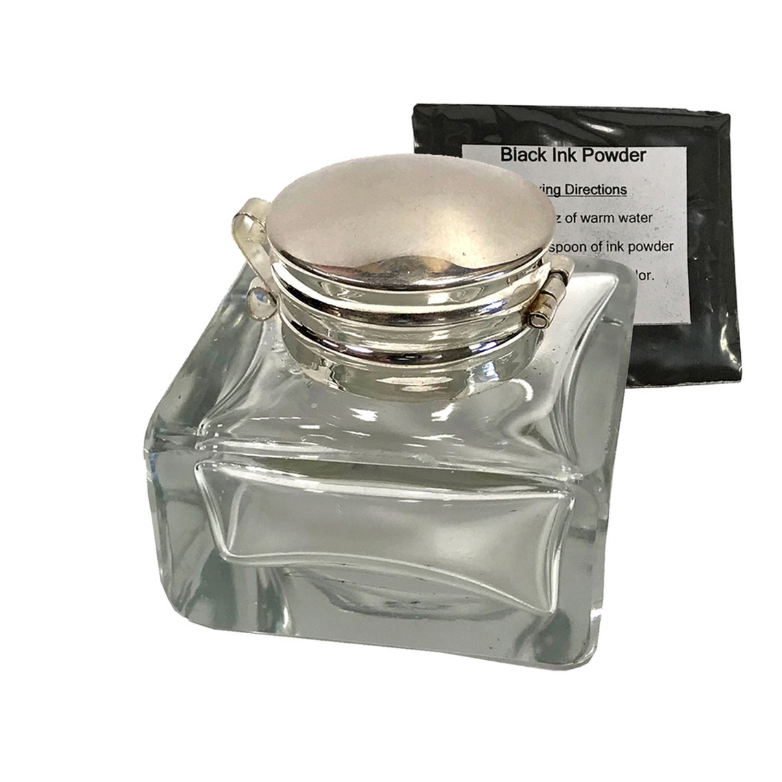 1-3/4" Square Clear Glass Inkwell Antique Reproduction With Ink - Etsy