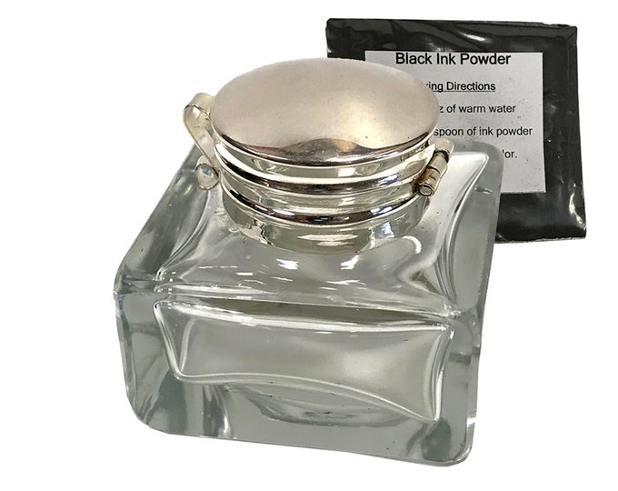 C1920s Unembossed Cork Top Cylindrical Round Inkwell Ink Bottle With a ...