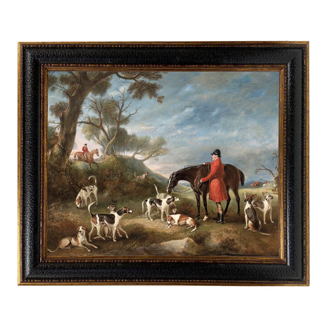 The Burton Hunt Framed Oil Painting Print on Canvas in Leather-look ...