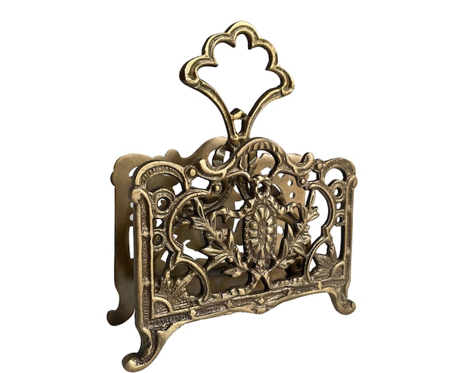 Vintage Brass Napkin or Letter Holder, Mid Century 50s Metal Brass ...