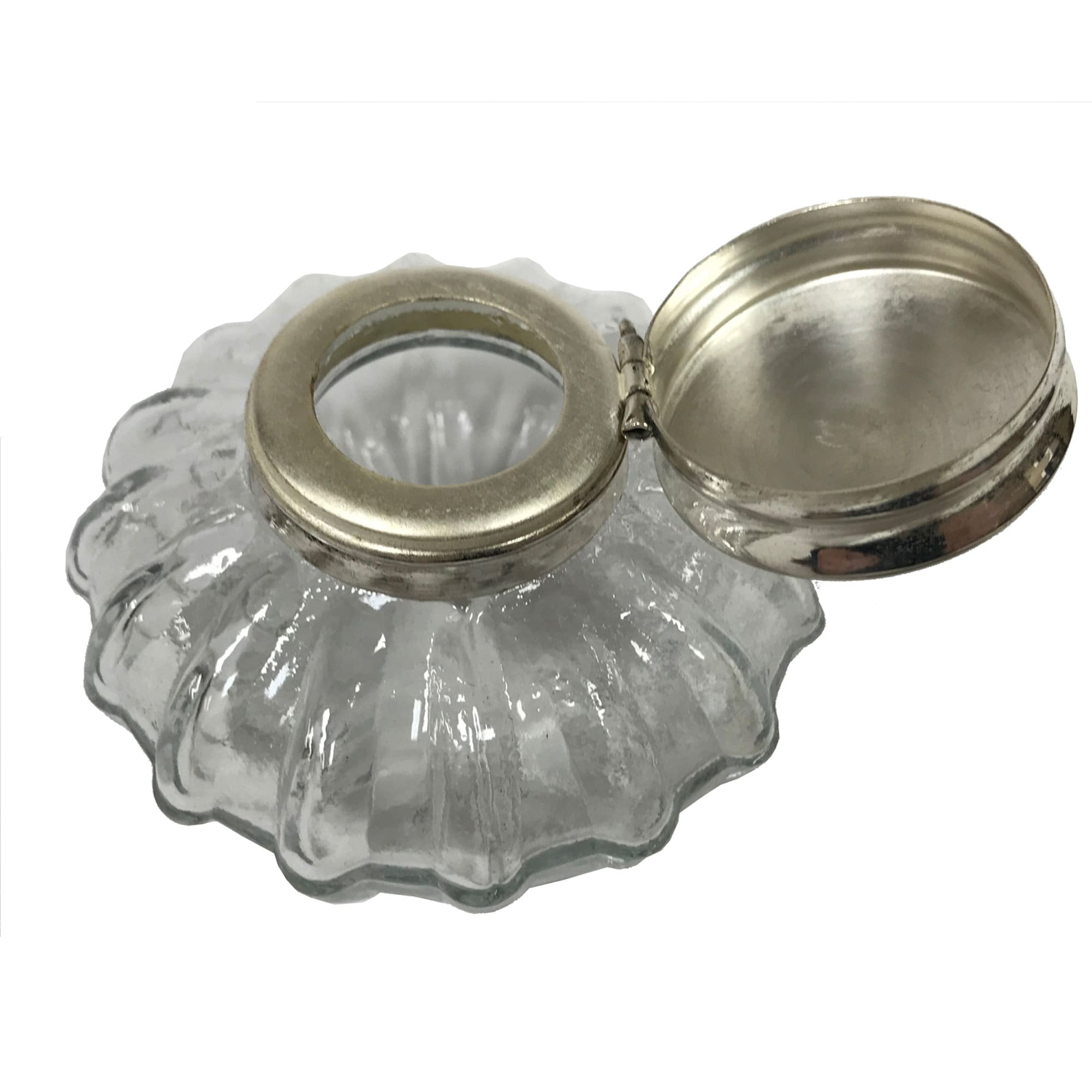 Clear Swirl Inkwell With Ink Powder, Thick Glass, Antique Reproduction ...