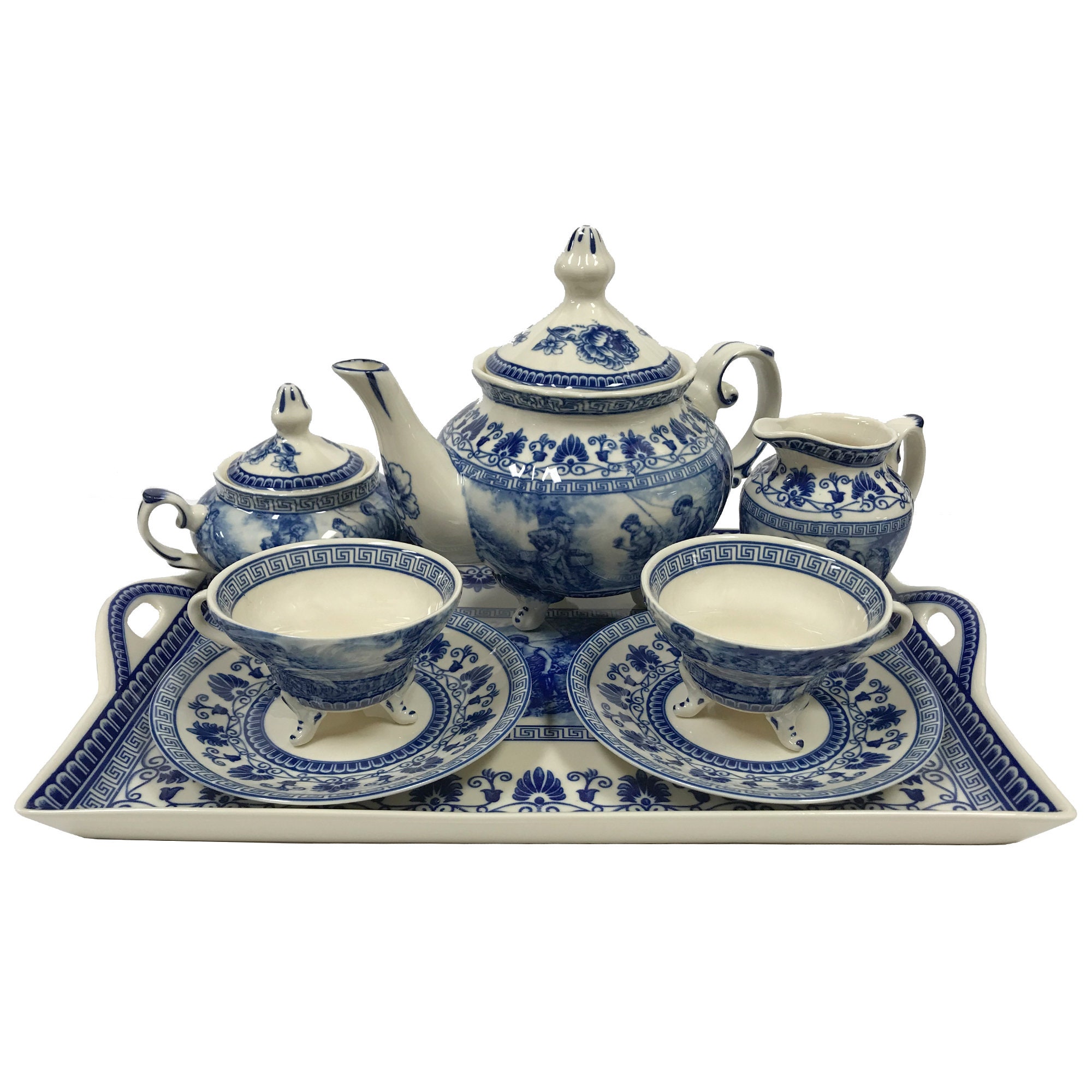 Liberty Blue Transferware Porcelain Tea Set With Tray - Etsy