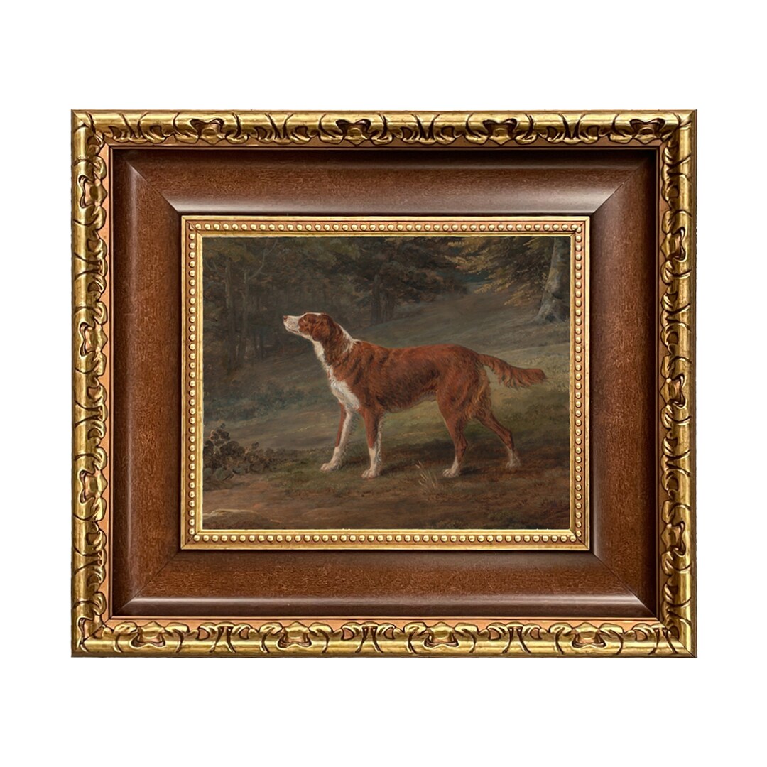 Irish Red and White Setter Dog Oil Painting Print on Canvas in Brown ...