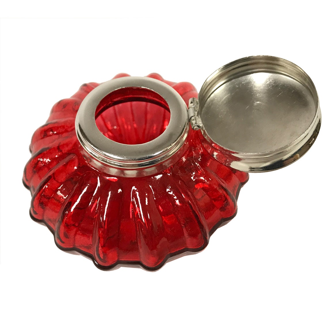 3 Red Swirl Thick Glass Inkwell With Ink Antique - Etsy