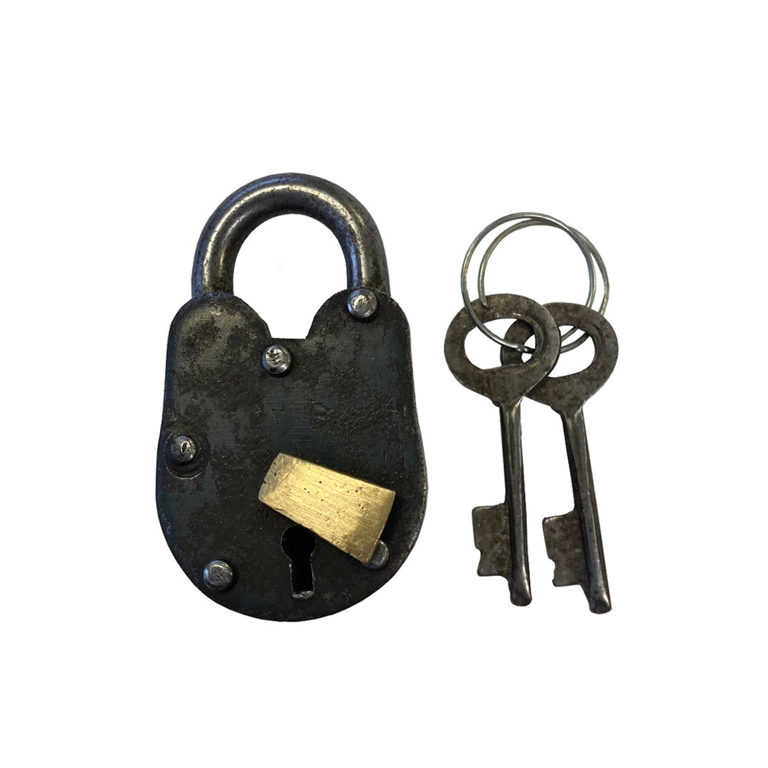 2-1/2" Old Fashioned Smokehouse Iron Lock & Keys, Antique Reproduction ...