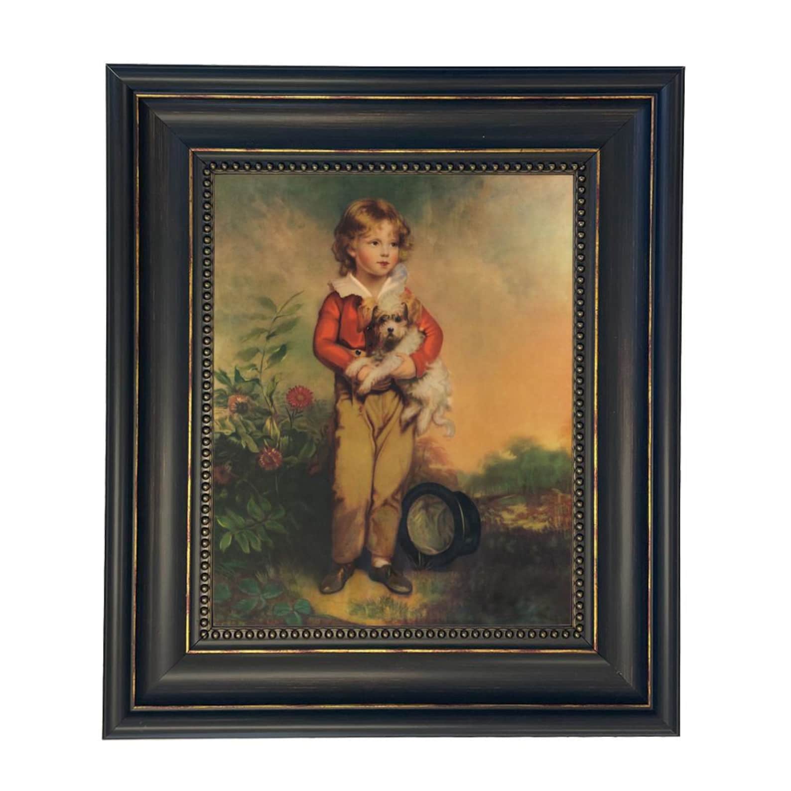 Master Simpson Framed Canvas Print, Boy With Dog, Vintage Art Print - Etsy