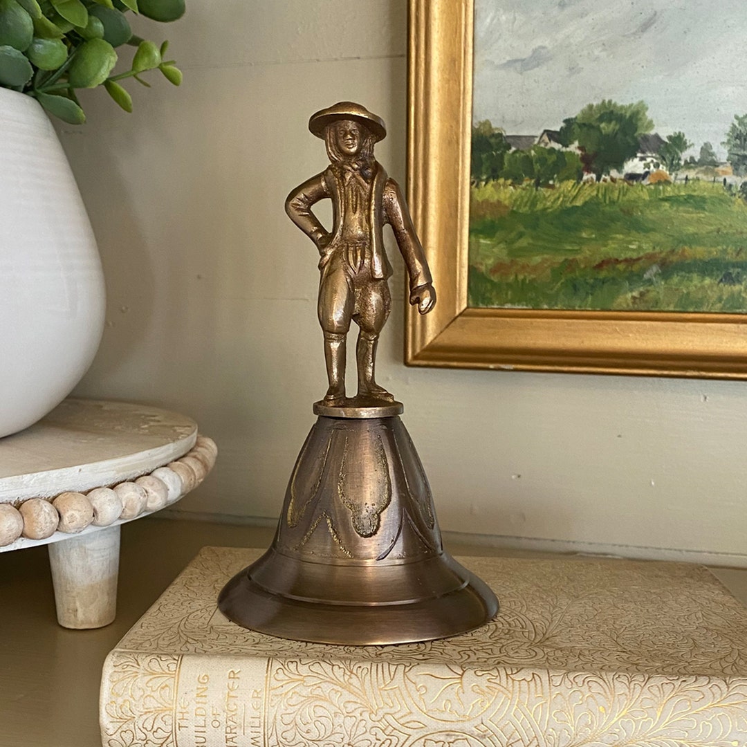 Antiqued Brass Colonial Man Table Bell, Antique Reproduction, Colonial ...