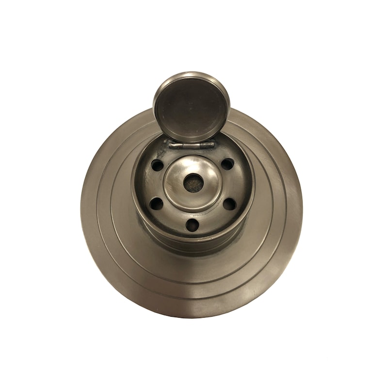 Extra Wide Base Pewter-plated Inkwell With Quill and Ink Powder ...