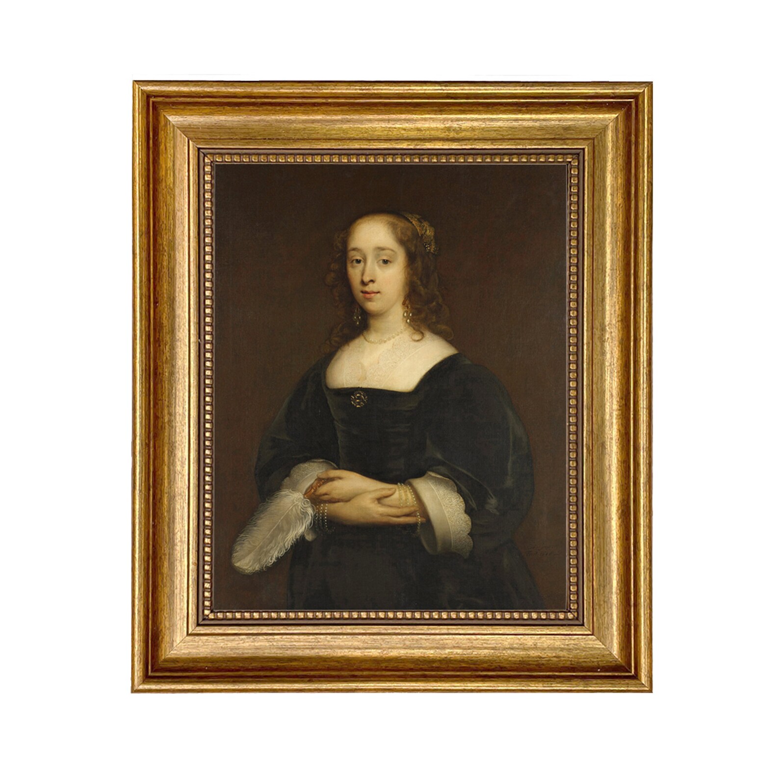 Framed Woman Portrait Print on Canvas, Antiqued Gold Frame - Etsy