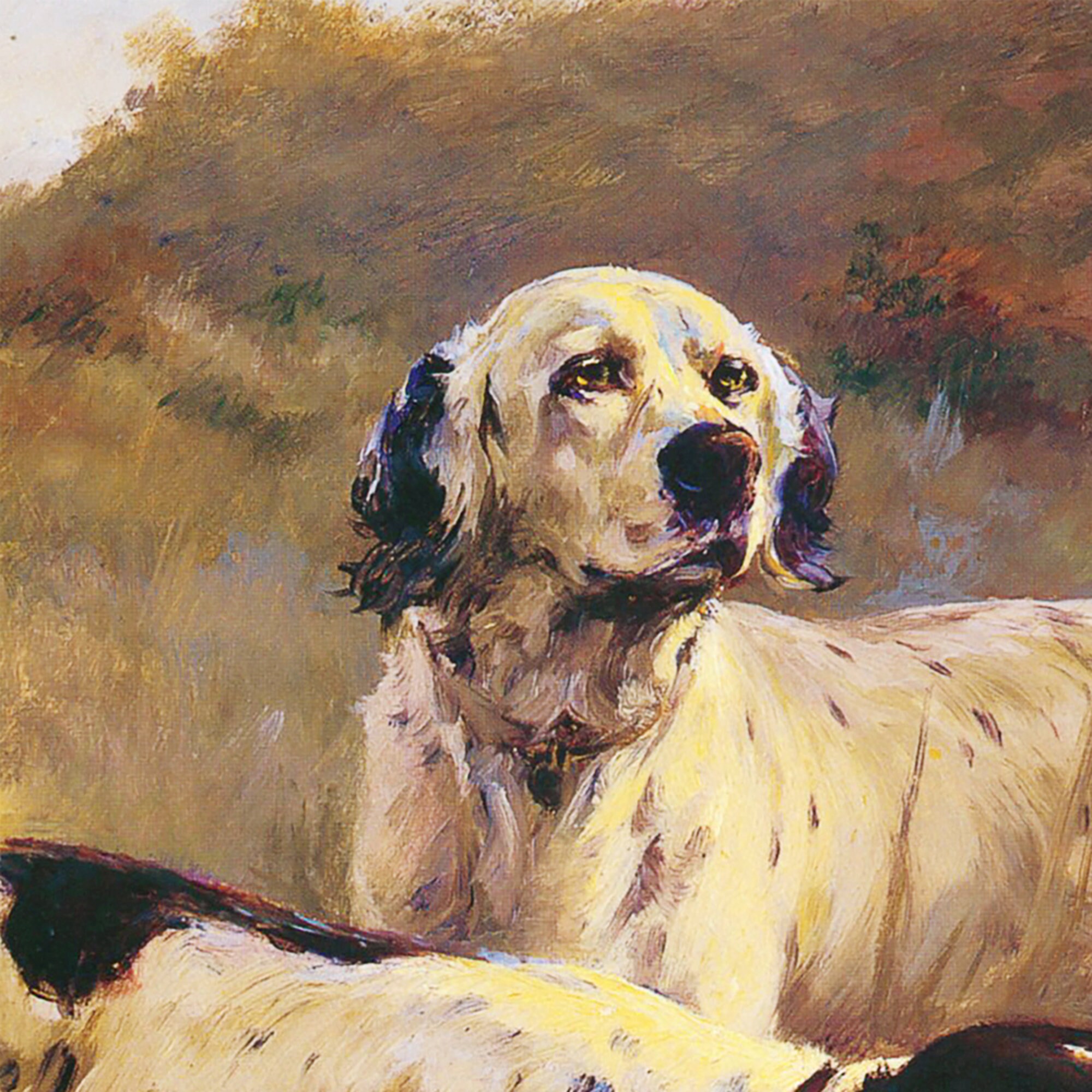 English Setters Oil Painting Print on Canvas in Distressed - Etsy