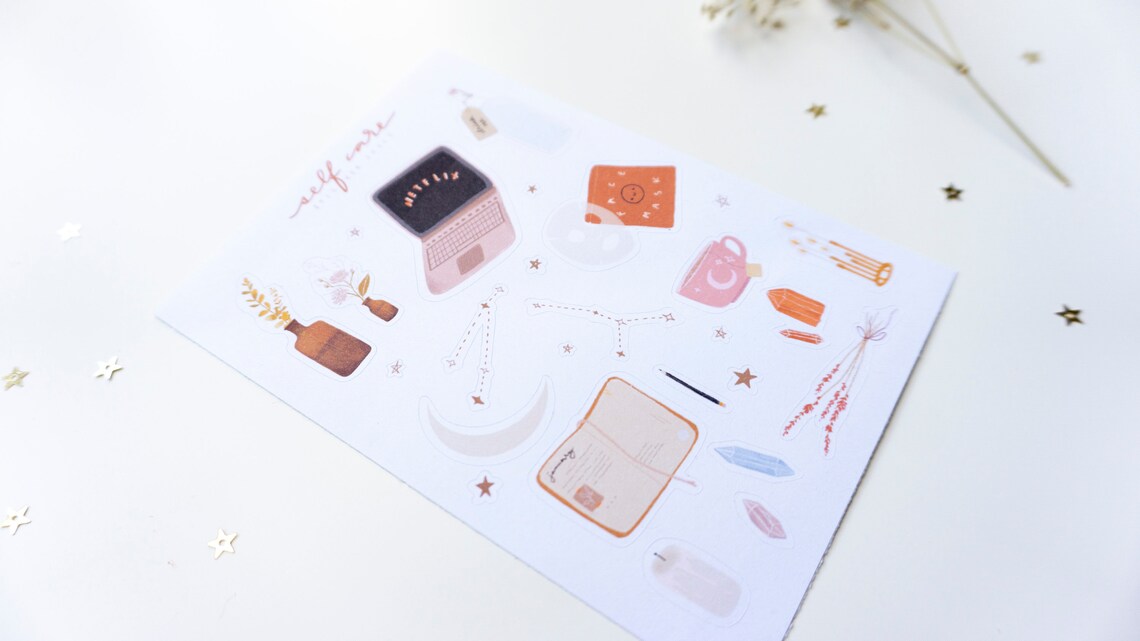 Self Care Sticker Sheet Journal Sticker Sheet Bullet | Etsy
